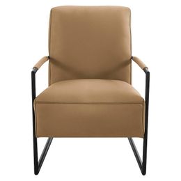 K+w Komfort & Wohnen K+W Komfort & Wohnen Cocktailsessel mit bezogenen Armlehnen, Gestell in Metall schwarz Struktur braun Microfaser 1, B/H/T: 62cm x 77cm x 83cm