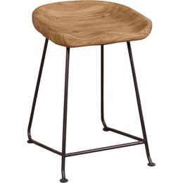 Sit Hocker &raquo;NATURAL EDGE aus massiver Akazie mit Metallgestell&laquo; Mit integrierter Fu&szlig;st&uuml;tze f&uuml;r zus&auml;tzlichen zkomfort beige Einheitsgr&ouml;&szlig;e