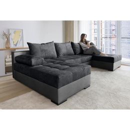 Collection AB Wohnlandschaft &raquo;Josy U-Form, B: 269 cm&laquo; Schlaffunktion & Bettkasten, Federkern grau 100%Polyester B/H/T: 269cm x 41cm x 161cm, Cord 