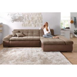 DOMO collection Ecksofa &raquo;MORIC 300x172 cm, XXL-Sofa mit viel Platz, L-Form, auch in Cord&laquo; wahlweise mit Bettfunktion und Armteilverstellung, beige-