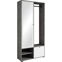 Home Affaire Garderobenschrank &raquo;DINO Kompaktgarderobe, Garderoben-Set DINO&laquo; Mit Spiegel und Kleiderstange, 90 cm breit, T&uuml;ranschlag wechselbar grau 