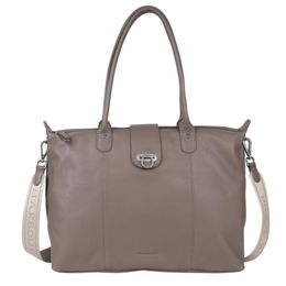 Harbour 2nd Damen Harbour 2nd Shopper &raquo;Malin&laquo; Damen Umh&auml;ngetasche, Handtasche, Tragetasche mit Steckverschluss braun B/H/T: 47cm x 27cm x 17cm