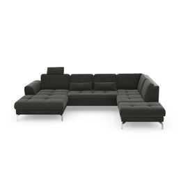 Sit & More sit&more Wohnlandschaft &raquo;Bendigo U-Form&laquo; inklusive Sitztiefenverstellung, Bodenfreiheit 15 cm, in 2 Fu&szlig;farben grau B/H/T: 332cm x 87cm x 226cm, 