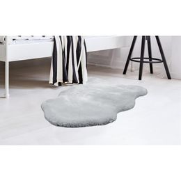 Calo-deluxe Fellteppich &raquo;Vogesen 200&laquo; fellf&ouml;rmig 35 mm H&ouml;he handgetuftet, Kunstfell, Wohnzimmer grau Kunstfaser B : 60cm 1 Stk., 35mm, L: 90cm