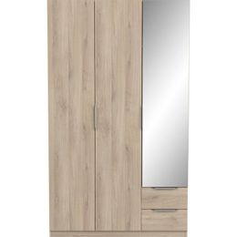 Demeyere Group Kleiderschrank &raquo;Ghost&laquo; braun Holzwerkstoff Kronberg Eich, B/H/T: 119,4cm x 203cm x 51,1cm, Schubladen: 2 Stk. T&uuml;ren: 3 Stk.