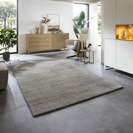 Theko Teppich &raquo;San Diego&laquo; rechteckig 13 mm H&ouml;he handgewebt, 60% Wolle, Kn&uuml;pfoptik, meliert, leichter seidiger Glanz grau Schurwolle B : 250cm 1 Stk., 
