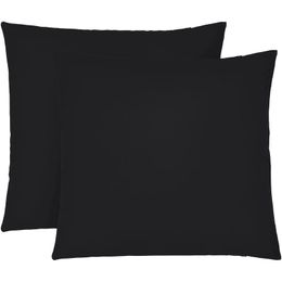 Biberna Kissenbezug &raquo;Michi Feinjersey mit Rei&szlig;verschluss&laquo; verschiedene Gr&ouml;&szlig;en, Feinjersey Kissenh&uuml;lle aus 100% Baumwolle schwarz Feinjersey, Obermaterial: 100