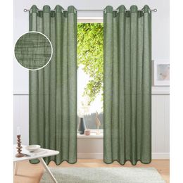 OTTO home Gardine &raquo;Fiete&laquo; &Ouml;sen 1 Stk. tlg. Leinen Optik, monochrom, basic, pflegeleicht, verschiedene Gr&ouml;&szlig;en gr&uuml;n Polyester 145cm, &Ouml;sen, 140cm