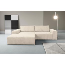 WERK2 Ecksofa &raquo;Rio 262 x 188 cm modern und bequem&laquo; Cord, L-Form beige 90% Polyester, 10% Nylon B/H/T: 262cm x 83cm x 188cm, Cord, Ottomane links