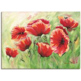 Artland Wandbild &raquo;Rote Mohnblumen II&laquo; Blumen 1 Stk. tlg. als Leinwandbild, Poster in verschied. Gr&ouml;&szlig;en rot Leinwand B/H/T: 100cm x 70cm, Leinwandbild Blumen 