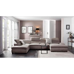 OTTO home Wohnlandschaft &raquo;Alberto U-Form, B: 350 cm, mit Kopfteilverstellung, XXL-Sofa&laquo; optional mit Schlaffunktion, Couch mit Lederoption grau 100% 