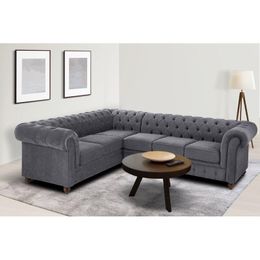 OTTO home Chesterfield-Sofa &raquo;Chesterfield Ecksofa, auch in Leder L-Form&laquo; hochwertige Knopfheftung, langer Schenkel links oder rechts w&auml;hlbar grau 