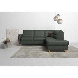 Home Affaire Ecksofa &raquo;Palmera L-Form, B: 236 cm&laquo; optional Schlaffunktion & Bettkasten, Federkern grau Luxus-Microfaser (100% Polyester);Struktur (100%