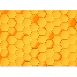 Livingwalls living walls Fototapete &raquo;Designwalls Honeycomb 2&laquo; glatt Vlies, Wand, Schr&auml;ge, Decke gelb Vlies B/L: 3,5m x 2,55m