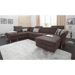 Sit & More sit&more Wohnlandschaft &raquo;Avignon U-Form&laquo; optional Schlaffunktion & Stauraum, inklusive Kopfteilverstellung braun Flachgewebe (90% Polyester, 10% 
