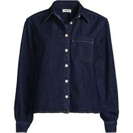 LANDS' END Kurze Jeansbluse aus reiner Baumwolle in Plus-Gr&ouml;&szlig;e, Damen, size: plus, Blau, by Lands' End
