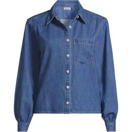 LANDS' END Kurze Jeansbluse aus reiner Baumwolle in Plus-Gr&ouml;&szlig;e, Damen, size: plus, Blau, by Lands' End