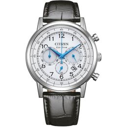 Citizen Herren Chronograph Armbanduhr, Solar, Herrenuhr, Lederarmband, analog, Tag, Stoppfunktion schwarz Einheitsgr&ouml;&szlig;e