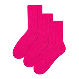 3 Paar Wollsocken f&uuml;r Damen | Steven | Atmungsaktive gepolsterte Damensocken Rosa