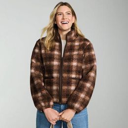 LANDS' END Boucl&eacute;-Fleecejacke Gemustert, Damen, size: regular, Braun, Polyester, by Lands' End