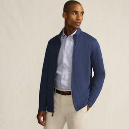 LANDS' END Bedford-Cardigan mit Rei&szlig;verschluss, Herren, size: regular, Blau, Baumwoll-Mischung/Polyester-Mischung, by Lands' End