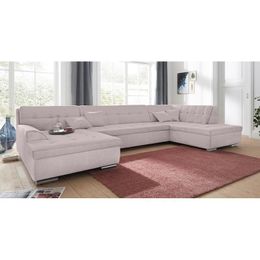DOMO collection Wohnlandschaft &raquo;Aversa U-Form&laquo; wahlweise mit Bettfunktion, frei im Raum stellbar grau Luxus-Microfaser (100% Polyester);Struktur (100%