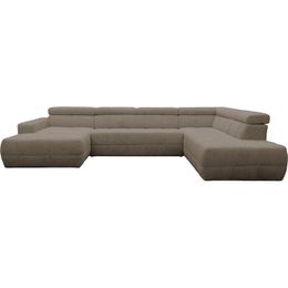 OTTO home Wohnlandschaft &raquo;Ballerup 359 x 228 cm, auch mit verstellbarer Sitztiefe&laquo; Kopfteile & Sitztiefe verstellbar, Pet Friendly Bezug, U-Form braun