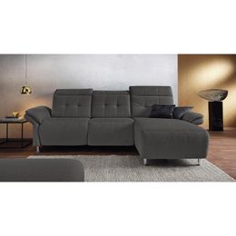 Home Affaire Ecksofa &raquo;Manhattan L-Form&laquo; 2 Sitze mit elektrischer Relaxfunktion, verstellbare Armlehnen grau Kunstleder SOFTLUX ;Flachgewebe (100% 