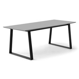 Esstisch &raquo;Meza Designtisch mit Auszugsfunktion und 2 Einlegeplatten&laquo; bootsf&ouml;rmige Tischplatte MDF,Trapez gestell, in zwei Breiten grau Tischplatte: 