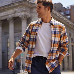 LANDS' END Supima Langarm-Shirt mit Rundhalsausschnitt, Herren, size: regular, Wei&szlig;, Baumwolle, by Lands' End