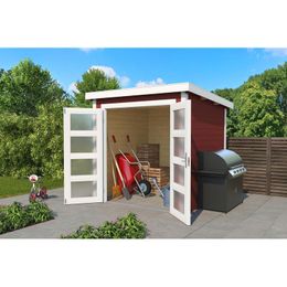 Lasita Maja Gartenhaus &raquo;Zambezi 2&laquo; Blochbohlenhaus 28mm rot Massivholz ohne Fu&szlig;boden, ohne Dacheindeckung