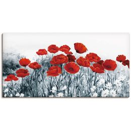 Artland Leinwandbild &raquo;Roter Mohn im Feld&laquo; Blumen 1 Stk. tlg. auf Holzrahmen gespannt rot Leinwand B/H/T: 60cm x 30cm, Leinwandbild Blumen, 1 Stk.