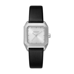 DKNY Damen DKNY Quarzuhr &raquo;Signature Watch&laquo; Armbanduhr, Damenuhr, Lederarmband, analog schwarz Einheitsgr&ouml;&szlig;e