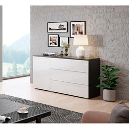 OTTO home Sideboard &raquo;PARIS&laquo; 1 Stk. tlg. Moderne 110cm breite grifflose Kommode, vielseitig einsetzbar schwarz-wei&szlig; B/H/T: 111cm x 68cm x 39cm, 3 Stk.,