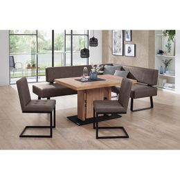 K+w Komfort & Wohnen K+W Komfort & Wohnen Essgruppe &raquo;Spider II&laquo; 4 Stk. tlg. langer Schenkel wahweise in 2 Breiten, 2 Freischwinger, 1 Tisch braun B/H/T: 88cm x 50cm, 