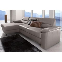 Sit & More sit&more Ecksofa &raquo;Ascara L-Form&laquo; inklusive Boxspring/Federkern-Polsterung, wahlweise mit Schlaffunktion grau NaturLEDER (echtes Rindsleder), Korpus in