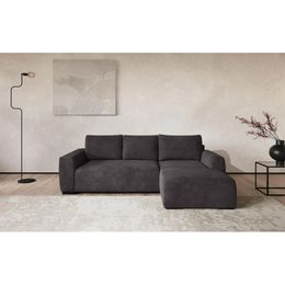 COTTA Ecksofa &raquo;Giro L-Form, Recamiere, Breite 252 cm&laquo; wahlweise mit Bettkasten und Trendbezug CORD! grau B/H/T: 252cm x 86cm x 170cm, Chenille-