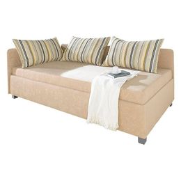 Maintal Polsterliege inkl. Bettkasten, Liege mit Umbau beige 100% Polyester Microvelours, Liegefl&auml;che B/L: 120cm x 200cm, kein H&auml;rtegrad, Federkern-
