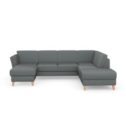 Sit & More sit&more Wohnlandschaft &raquo;Visby U-Form&laquo; wahlweise mit Schlaffunktion und Stauraum, frei im Raum stellbar grau B/H/T: 303cm x 87cm x 213cm, Chenille, 