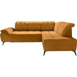 Home Affaire Ecksofa &raquo;Lazio modern und bequem, schmale Armlehnen, tolle Detailverarbeitung&laquo; braun 100% Polyester B/H/T: 272cm, Microfaser, Ottomane 