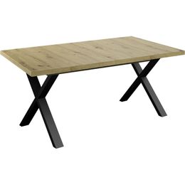 M&auml;usbacher Esstisch Metallgestell in X-Form, ausziehbar braun B/H/T: 160cm x 73cm x 90cm