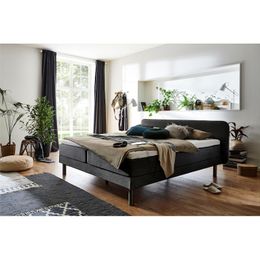 ATLANTIC HOME COLLECTION Boxspringbett &raquo;Carola&laquo; mit 7-Zonen-Taschen-Federkernmatratze und Komfortschaum-Topper grau Bezug Bett: Feinstruktur (100% 