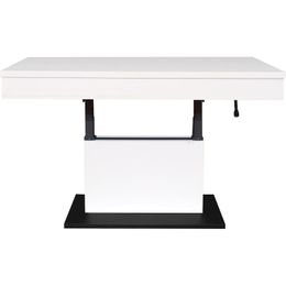 M&auml;usbacher Couchtisch &raquo;Lift Couchtisch&laquo; h&ouml;henverstellbar 58-77cm,Tischplatte aufziehbar, Staufach, 110cm breit wei&szlig; B/H/T: 110cm x 77cm x 60cm