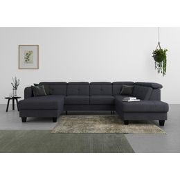Sit & More sit&more Wohnlandschaft &raquo;Belluci U-Form&laquo; Kopfteilverstellung und Federkern, wahlweise mit Schlaffunktion blau B/H/T: 321cm x 85cm x 195cm, Struktur 