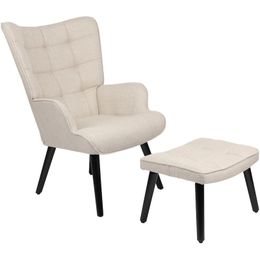 Hela Loungesessel &raquo;PAROS&laquo; Set, Sessel mit Hocker, 2 Stk. tlg. Sessel mit Hocker;Loungesessel;4-Fu&szlig; Massiv;Webstoff;Armlehnen beige Webstoff;Polyester 