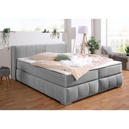 Home Affaire Boxspringbett &raquo;Chelles&laquo; inkl. Kaltschaumtopper, in 5 Breiten und 3 Matratzenarten silber Samtoptik (100% Polyester);Bezug der 