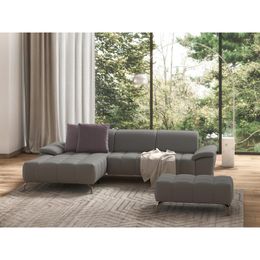 Sit & More sit&more Ecksofa &raquo;Cool L-Form&laquo; wahlweise mit Kopfteilverstellung und Vorziehsitz, motorisch silber B/H/T: 290cm x 79cm x 185cm, Luxus-Microfaser Paris