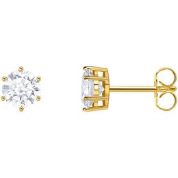 Thomas Sabo Damen Thomas Sabo Paar Ohrstecker &raquo;Schmuck Silber 925 Ohrringe Solit&auml;r&laquo; mit Zirkonia (synth.) gold 6mm, Silber 925 (recycelt)