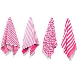 Pad G&auml;stehandtuch &raquo;FAMILY, 30x50 cm&laquo; Made in Europe, gestreift, Ornamente, mit Fransen pink Frottee, Frottee B/L: 30cmx50cm, 12 Stk., Frottee
