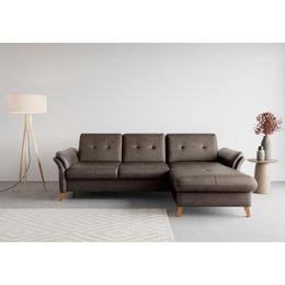 Sit & More sit&more Ecksofa &raquo;G&ouml;teborg&laquo; Sitztiefenverstellung und Federkern, wahlweise mit Bettfunktion braun B/H/T: 268cm x 90cm x 176cm, Luxus-Microfaser, 